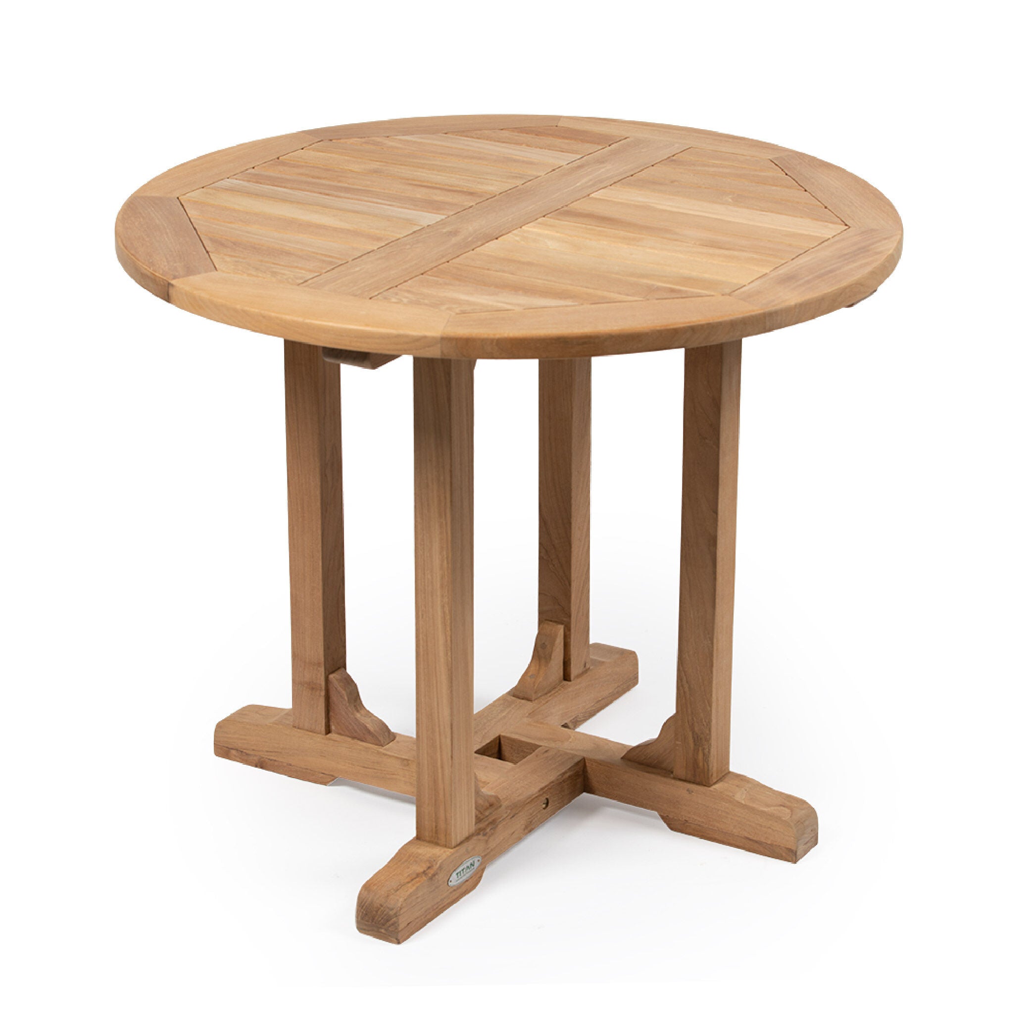 Scratch and Dent - 35" Round Teak Outdoor Dining Table - Backyard Patio ...