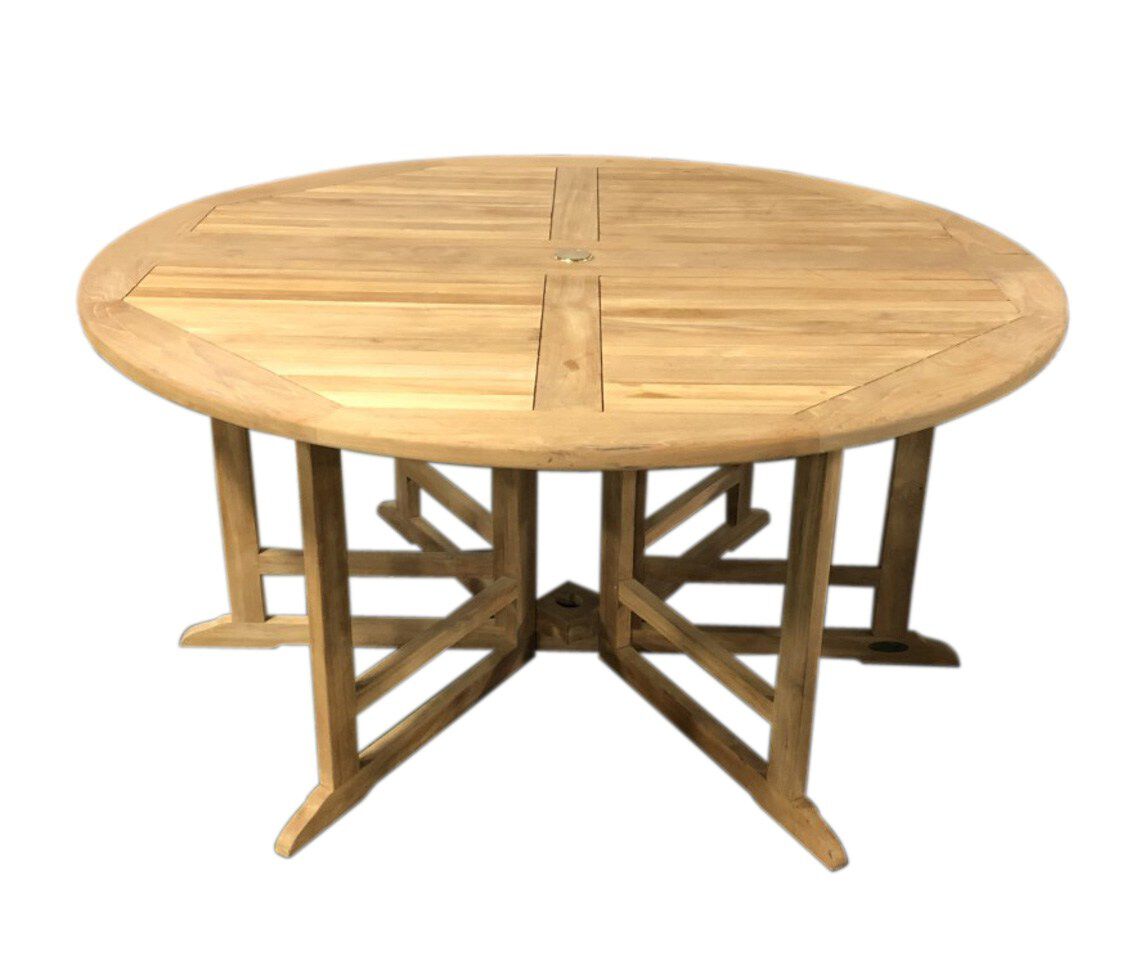 Scratch and Dent - Round Teak Outdoor Dining Table - 59" Backyard Patio ...