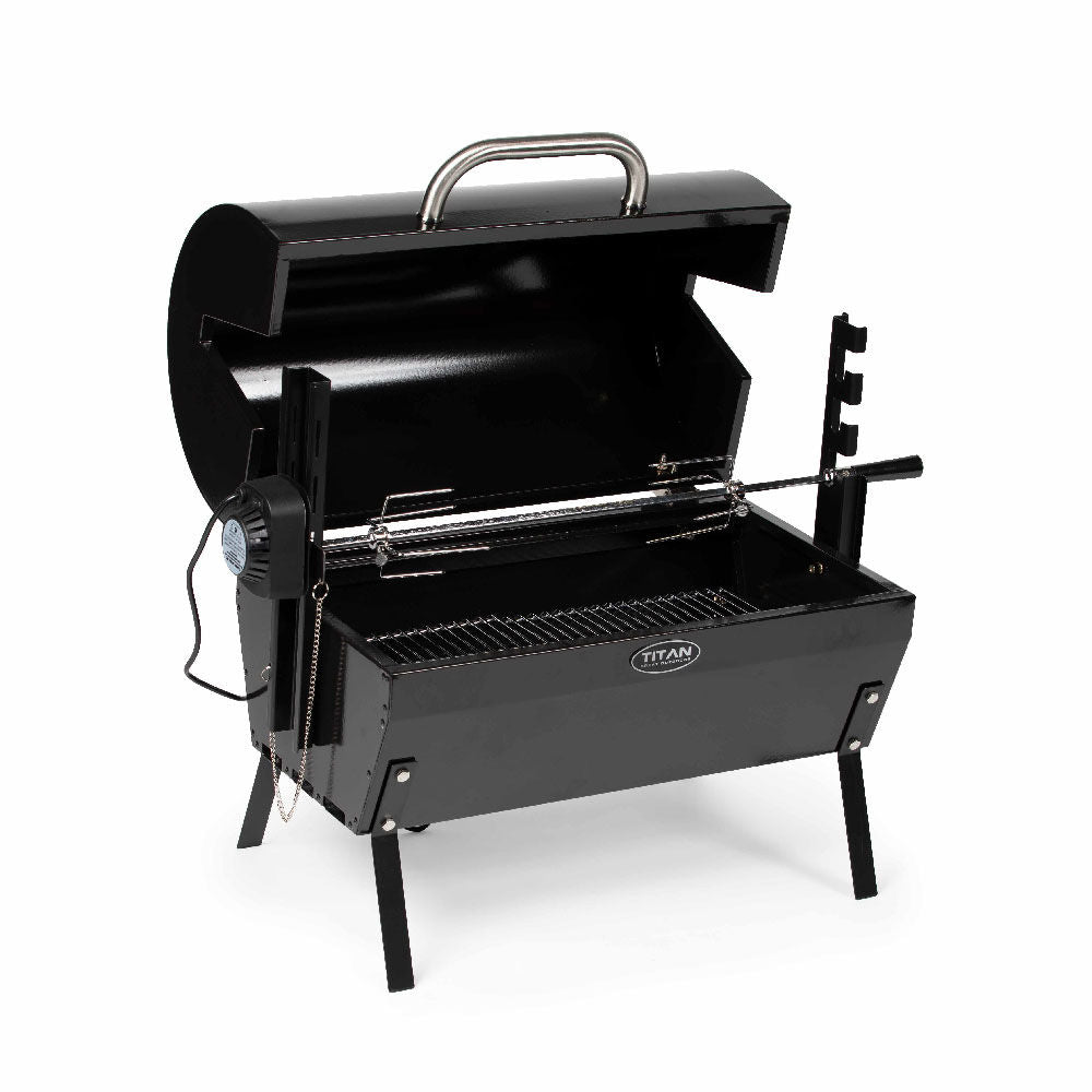 Scratch and Dent - Black Stainless Steel Spit Rod Rotisserie Grill with ...