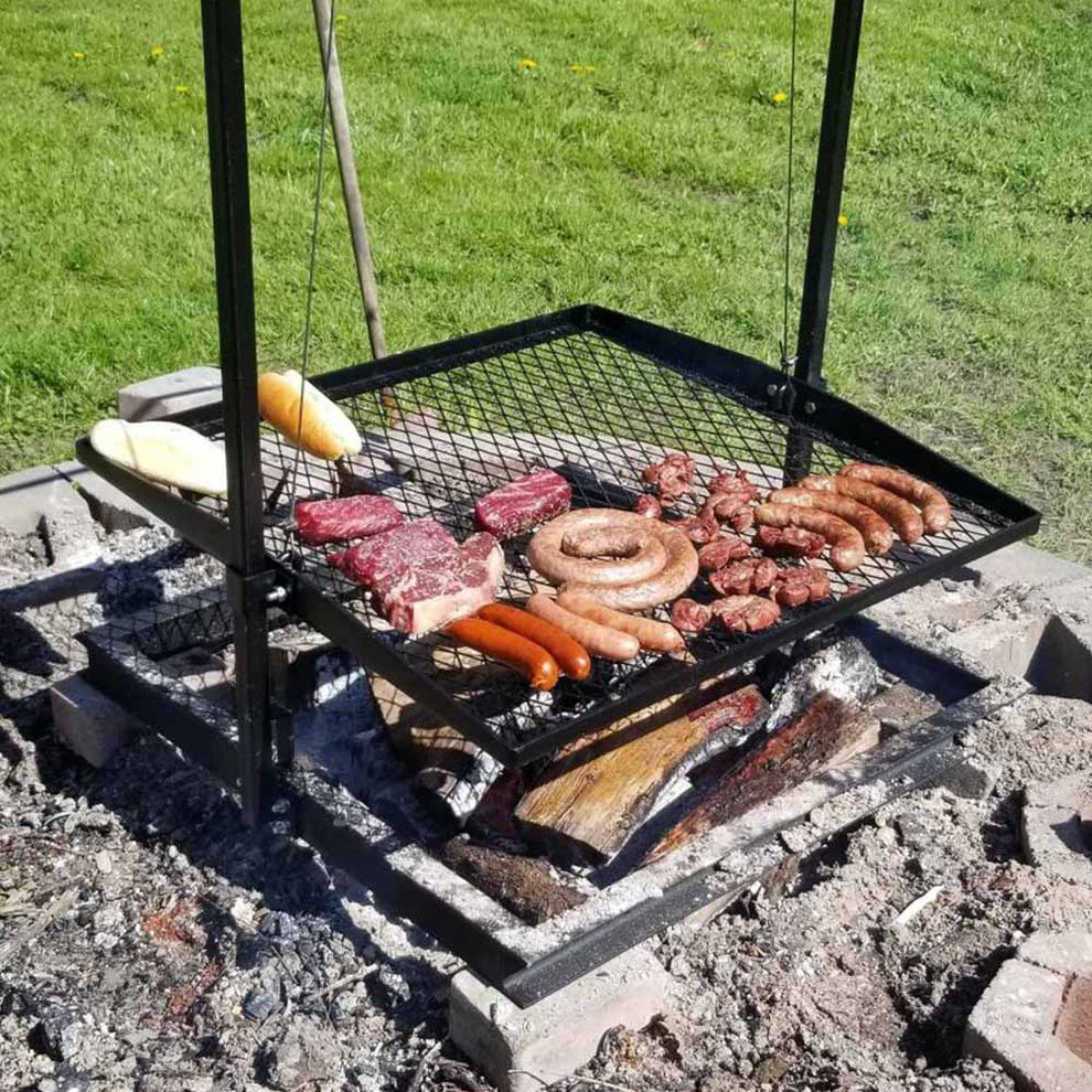 Adjustable Campfire Grill Grate & Griddle | Ash & Ember