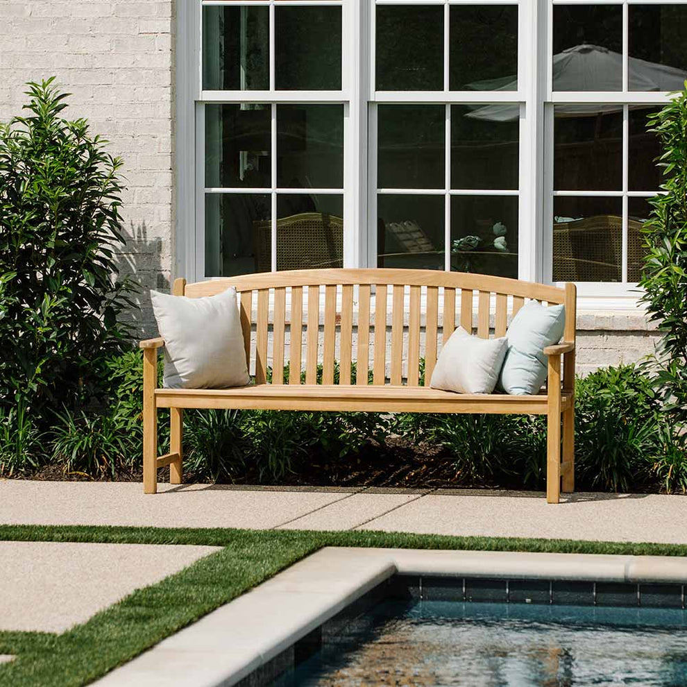 Grade A Teak Bow Back Bench | Ash & Ember