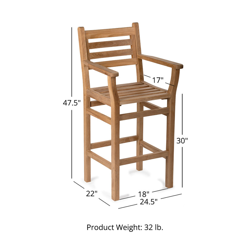 Acadia Grade A Teak Bar Armchair | Ash & Ember