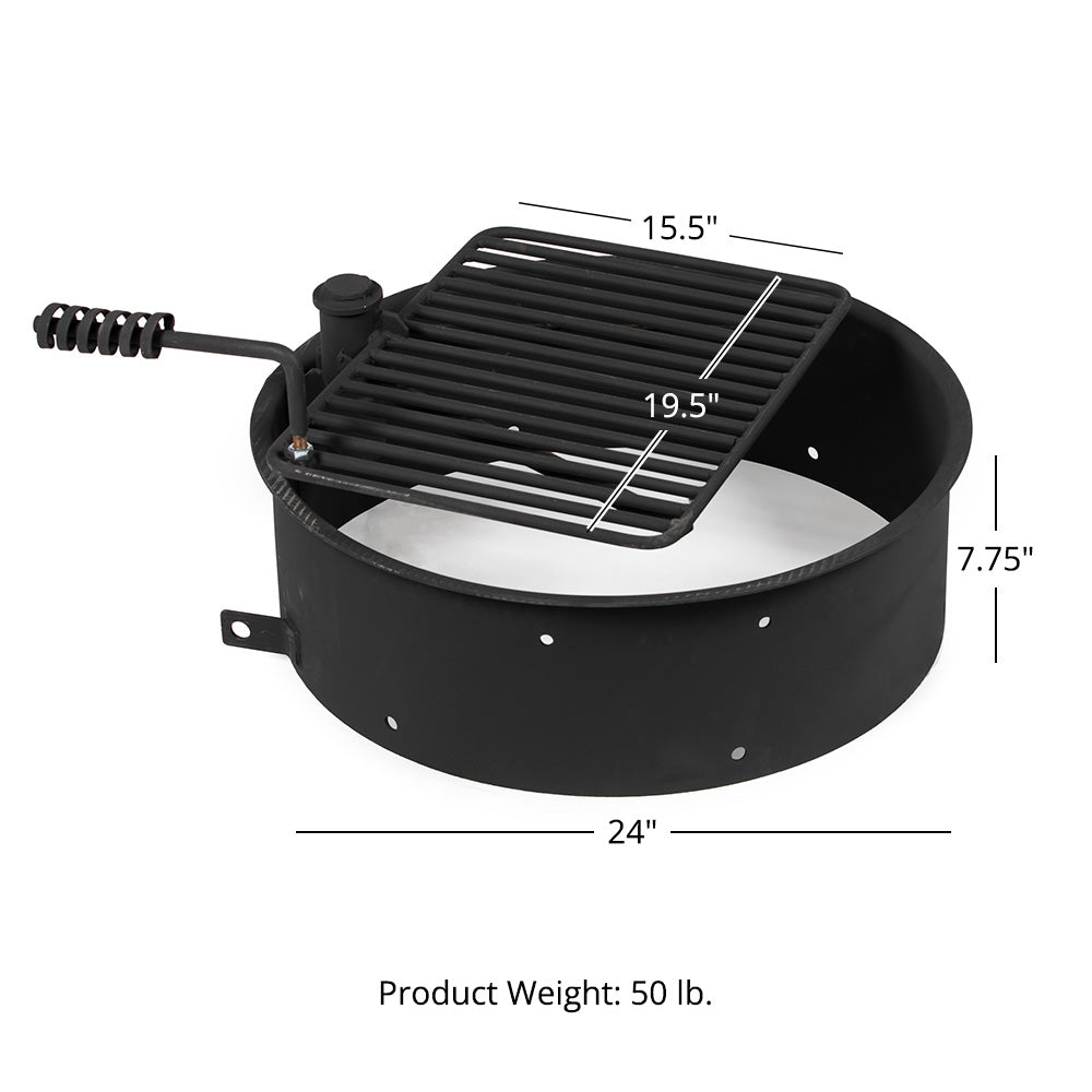 Steel Camp Fire Ring & Outdoor Cooking Grate | Ash & Ember