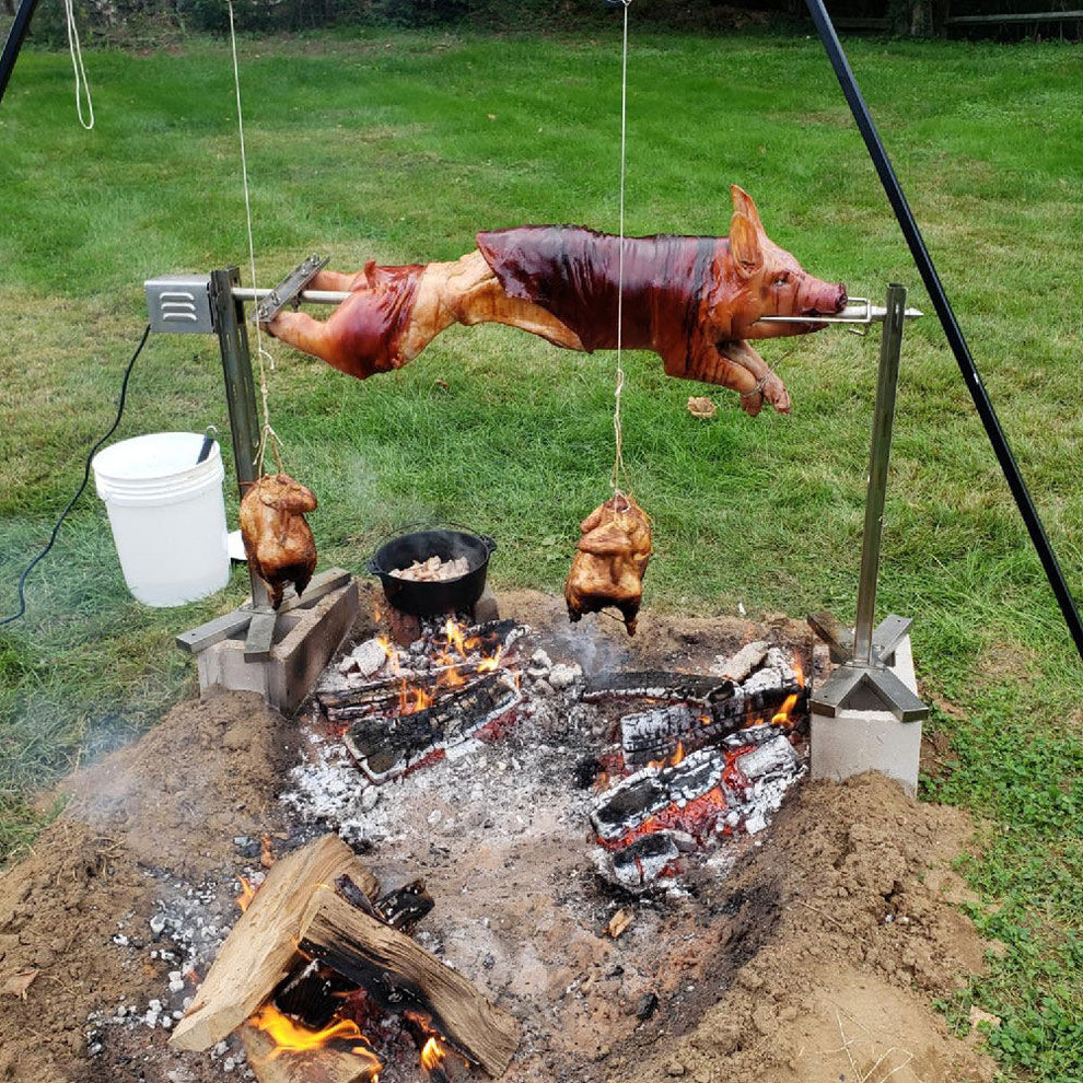 Scratch and Dent, 13W Spit Tripod Rotisserie Roaster Stand | Ash & Ember