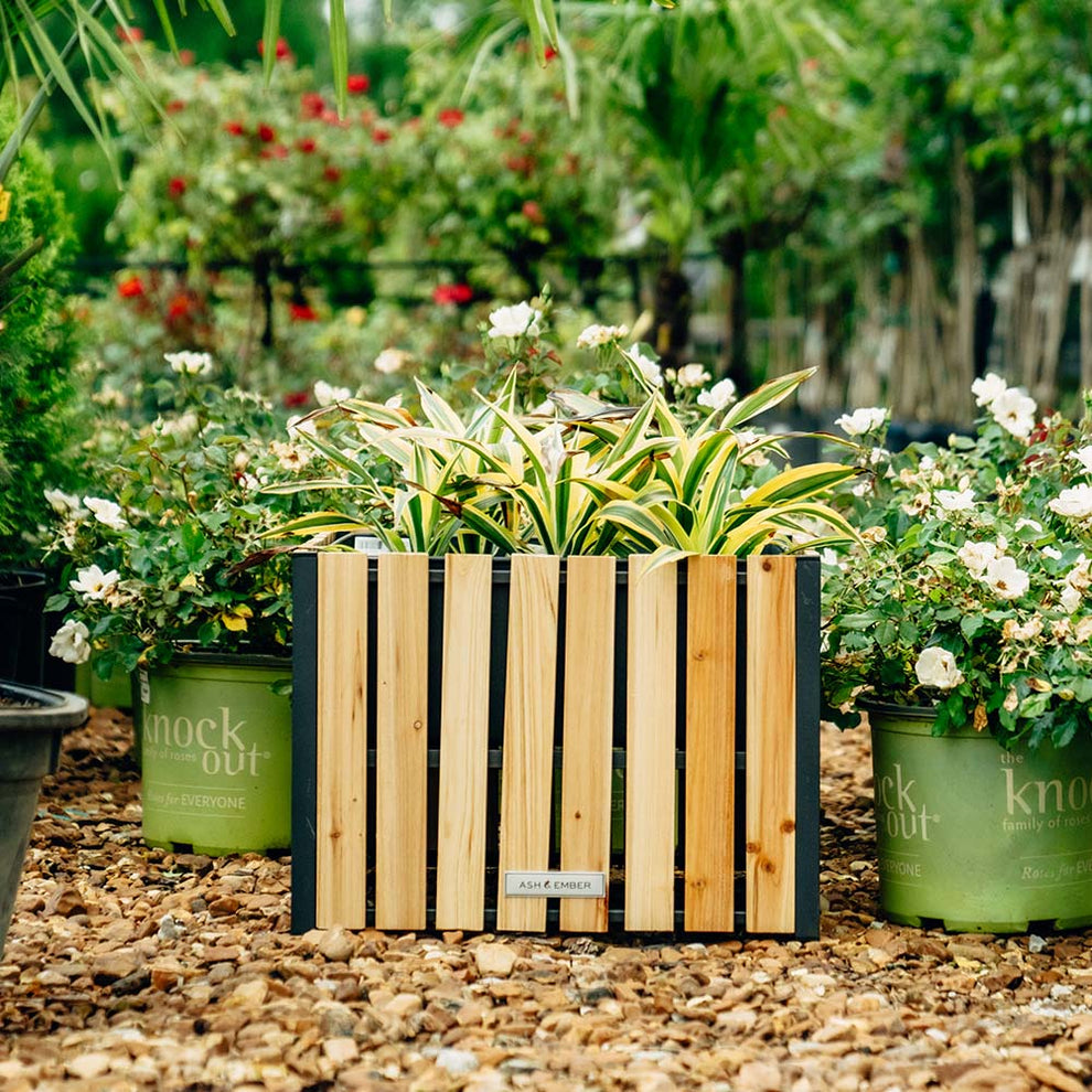 Caspian Square Planter Box - Home Décor Evergreen Garden Bed - Weather Resistant Indoor-Outdoor ...