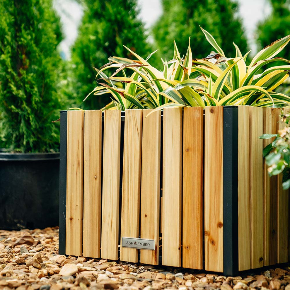 Caspian Square Planter Box - Home Décor Evergreen Garden Bed - Weather Resistant Indoor-Outdoor ...