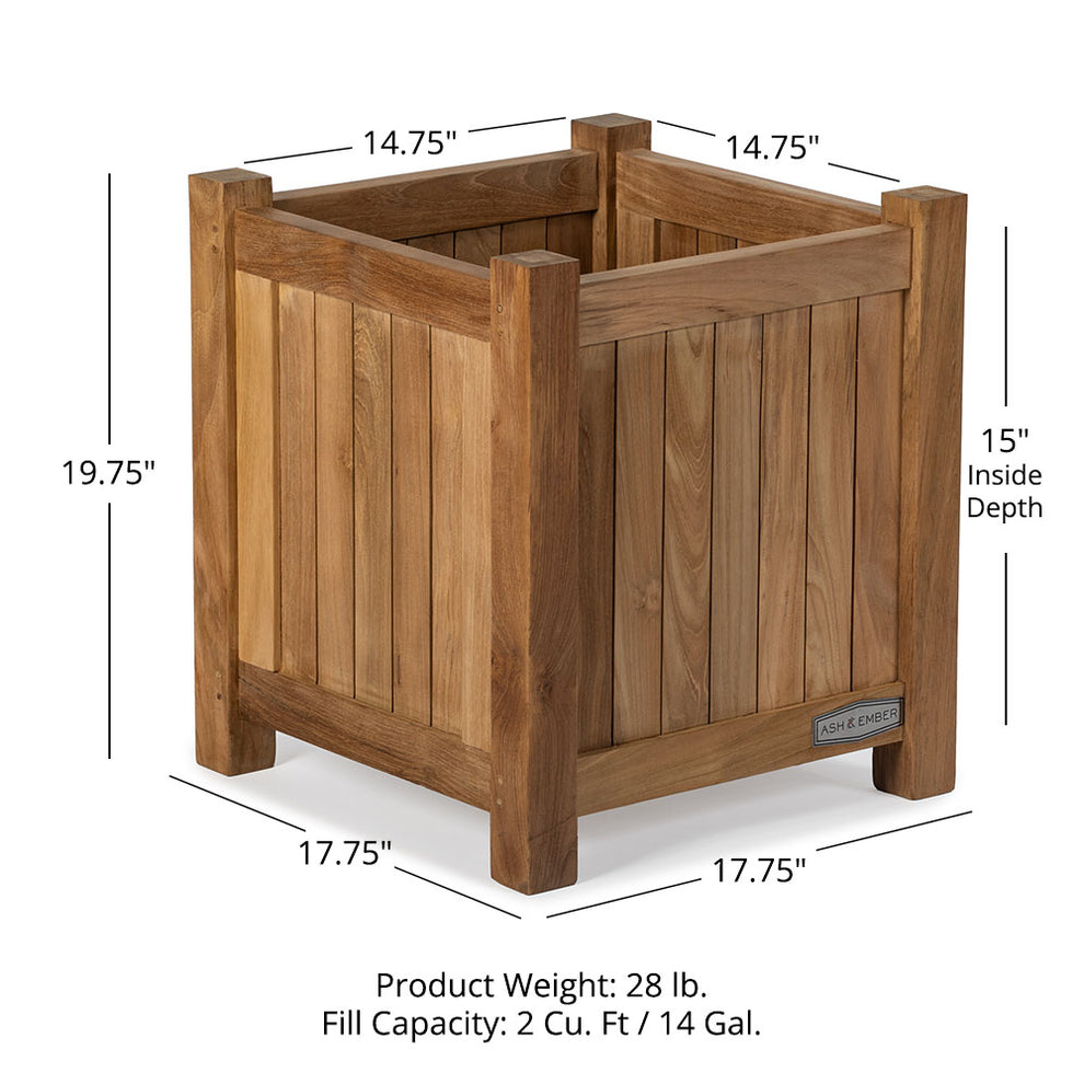 Grade A Teak Square Planter Box | Ash & Ember