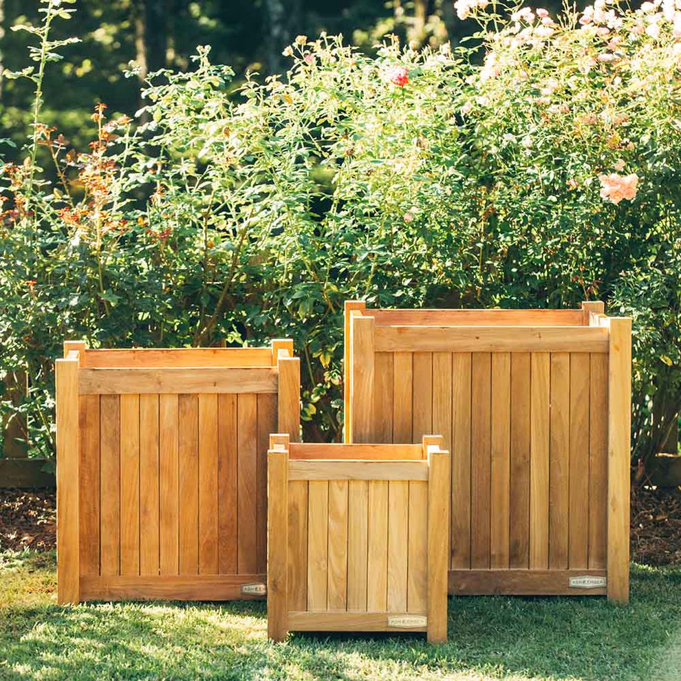Grade A Teak Square Planter Box | Ash & Ember