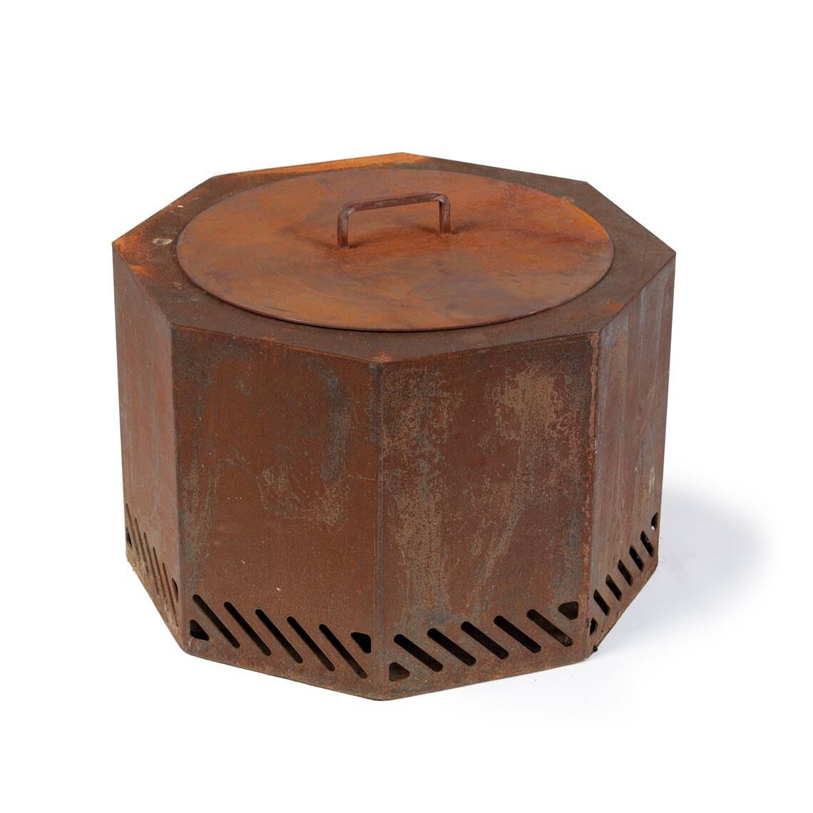Scratch and Dent - Corten Steel Dual Flame Smokeless Fire Pit with Lid ...